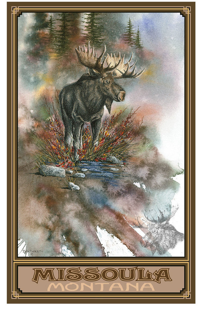 by Artist Dave Bartholet Missoula Montana Autumn Art Print, 30"x45 ...