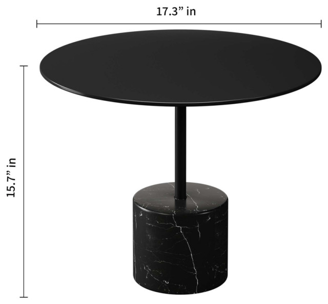 17" Black Steel And Stone Round Coffee Table - Transitional - Coffee ...