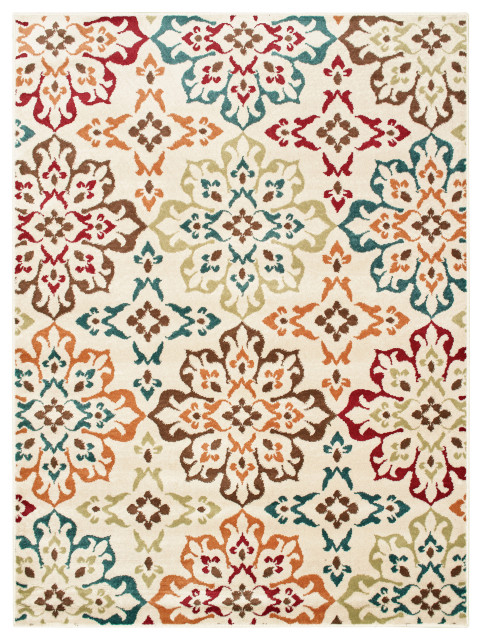 Oriental Weavers Reagan Collection Ivory/ Multi-colored Floral Indoor ...