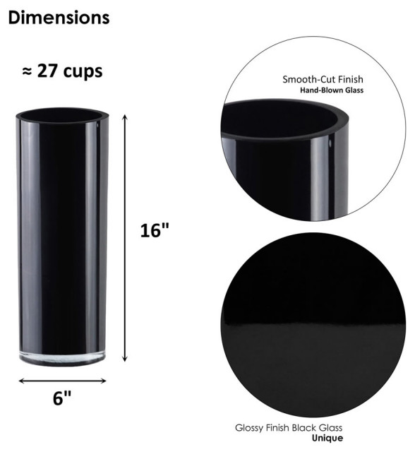 Glass Cylinder Vases with 6 inches Diameter Hand Blown Wedding ...
