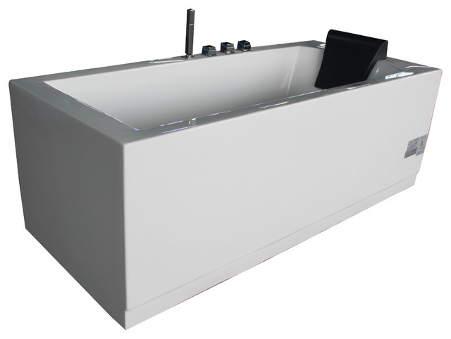 6 ft Acrylic White Rectangular Whirlpool Bathtub w Fixtures ...