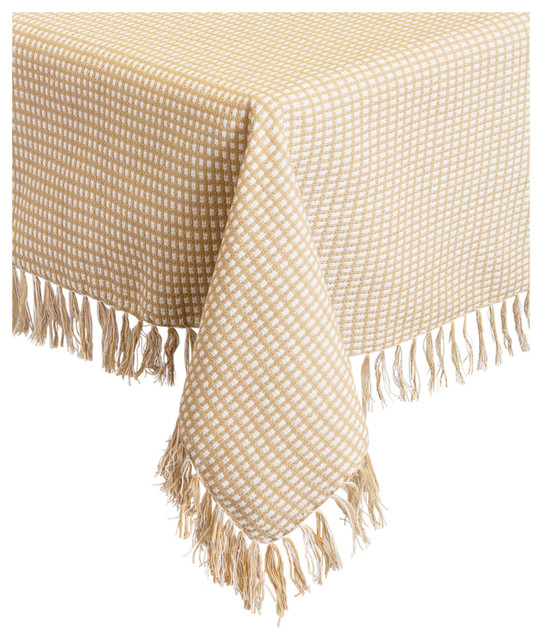 Homespun Fringed 100% Cotton Tablecloth, 60"x120" - Contemporary ...