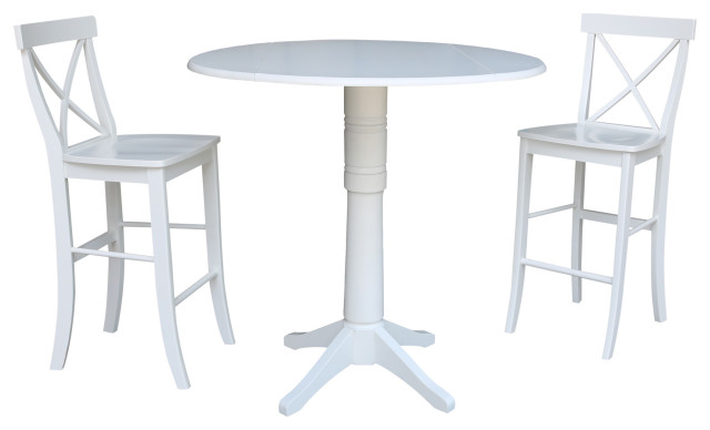 42" Round Pedestal Bar Height Table with 2 Bar Height Stools ...