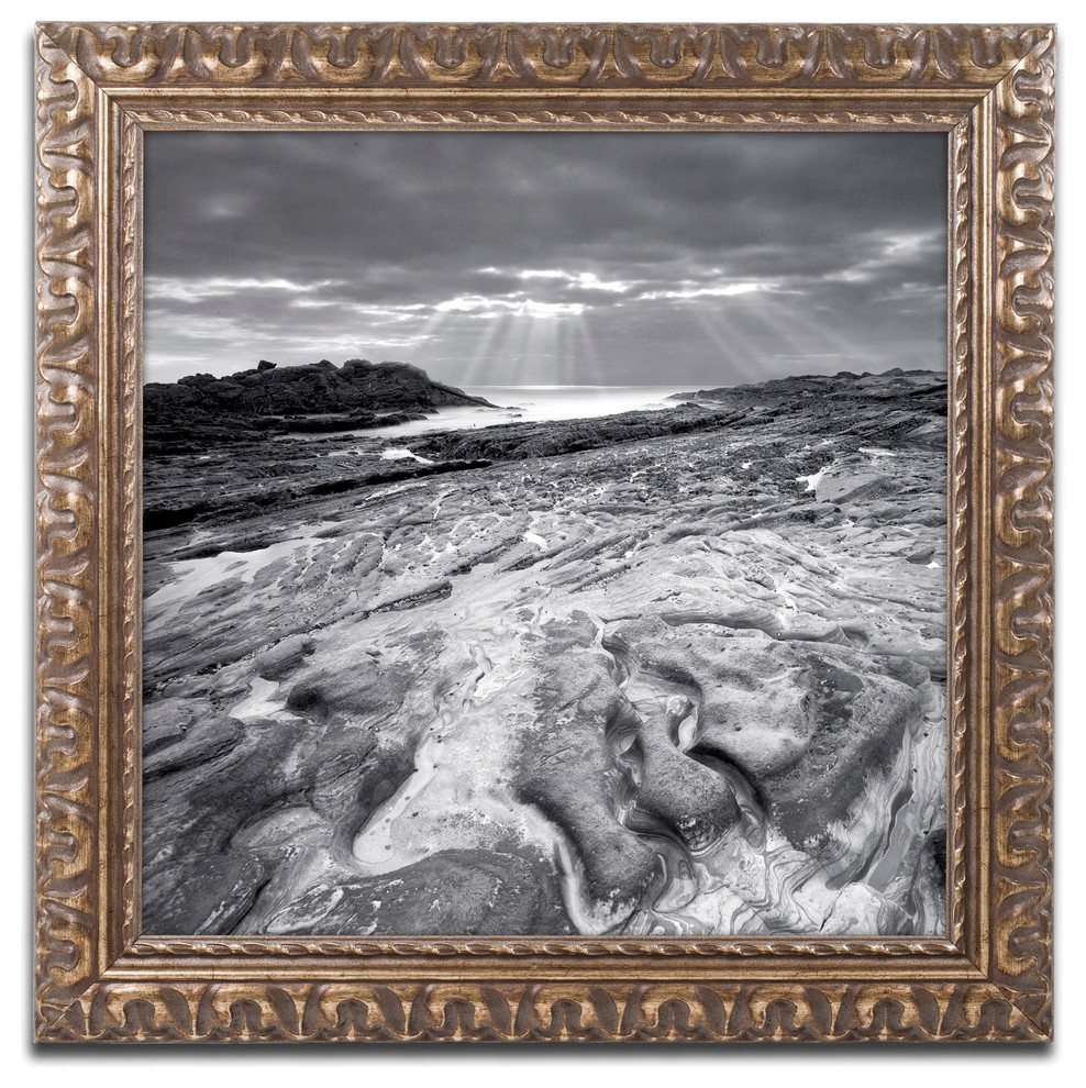 "Sunset at Point Lobos" Ornate Framed Canvas Art by Moises Levy, 11"x11" - Traditional - Prints ...