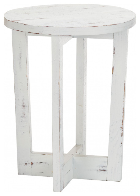 23 White Solid Wood Round End Table - Farmhouse - Side Tables And End ...