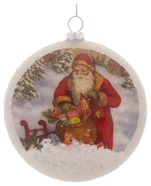 Santa Disc Ornament, 12-Piece Set - Traditional - Christmas Ornaments ...