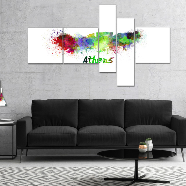 Athens Skyline, Multipanel Cityscape Canvas Artwork Print, 60"x32 ...