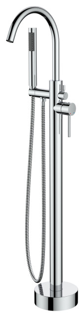Floor Mount Bathtub Faucet, High Flow Tub Filler With Handheld Shower ...