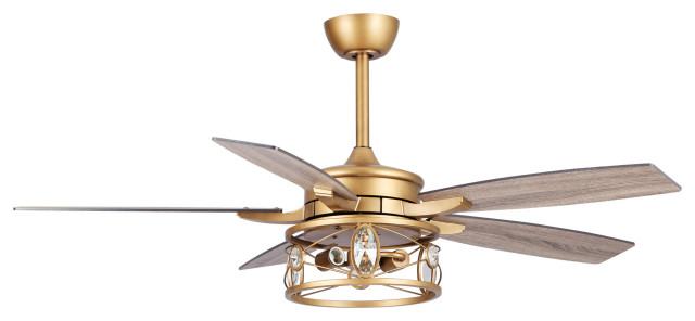 52 in Modern Ceiling fan with Remote in Brushed Gold - Transitional ...