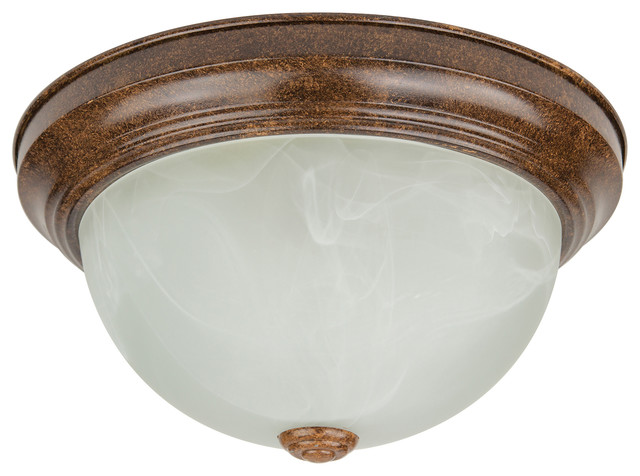 11" Decorative Dome Ceiling Fixture Distressed Brown Alabaster Glass ...