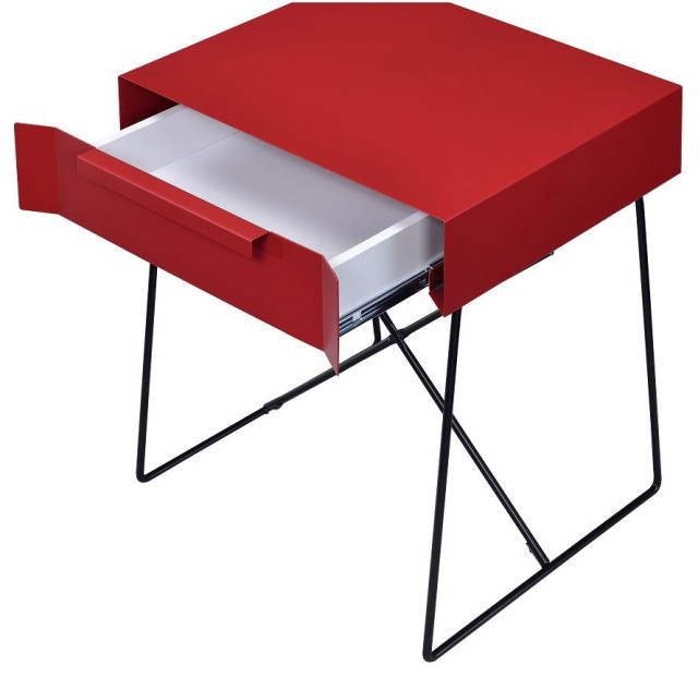 Red Modern Metal End Table With Drawer - Contemporary - Side Tables And ...