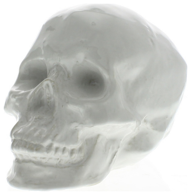 Homart White Ceramic Skull - Eclectic - Decorative Objects And ...