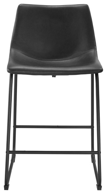 2 Pack Bar Stool, Metal Frame With Contoured PU Leather Seat, 24 ...