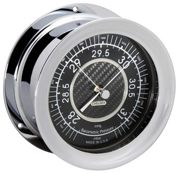 Chelsea Carbon Fiber Barometer in Chrome - Beach Style - Wall Clocks ...