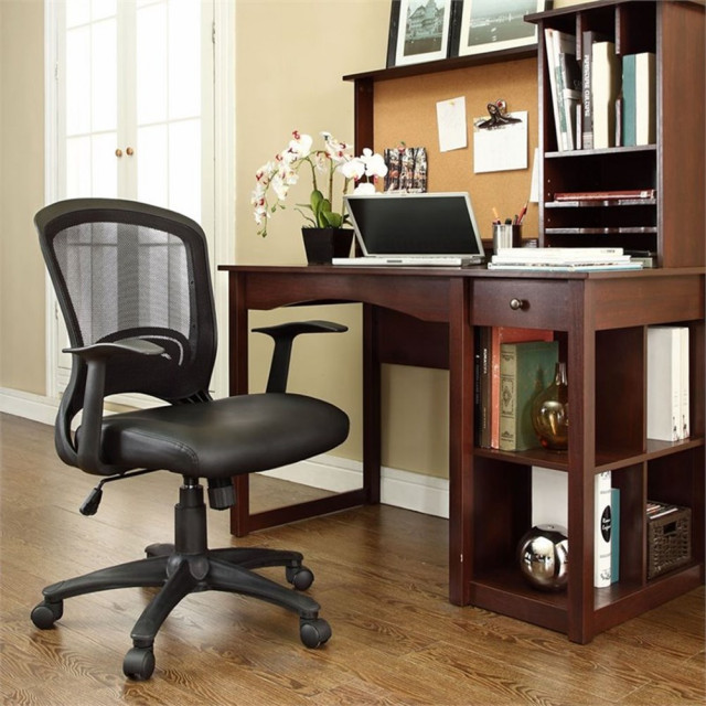 Modway Pulse Modern Style Mesh Vinyl Office Chair in Black Finish ...