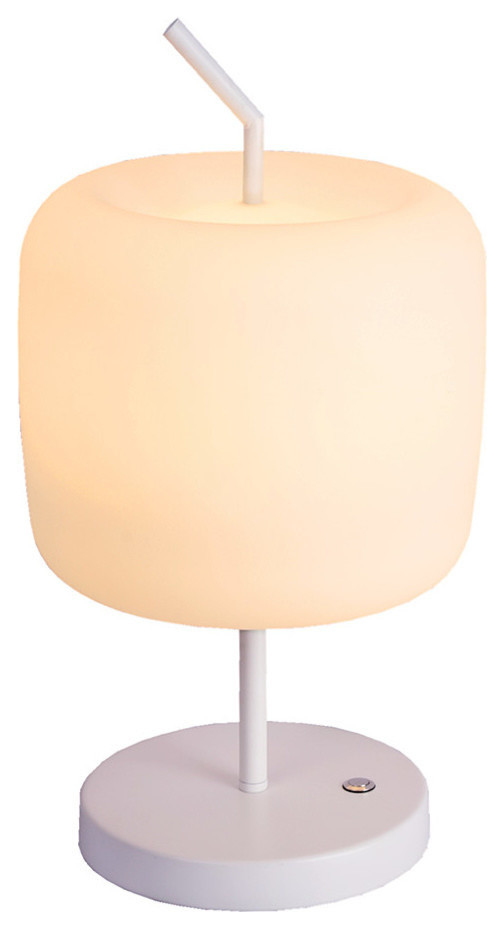 Modern White LED Table Lamp With Round Arcrylic Shade - Contemporary ...