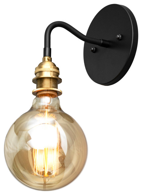 Industrial Curved Arm Edison Bulb Sconce Light - Industrial - Wall ...