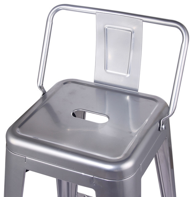 Lowback Silver Metal Bar Stools, Set of 6 - Industrial - Bar Stools And ...