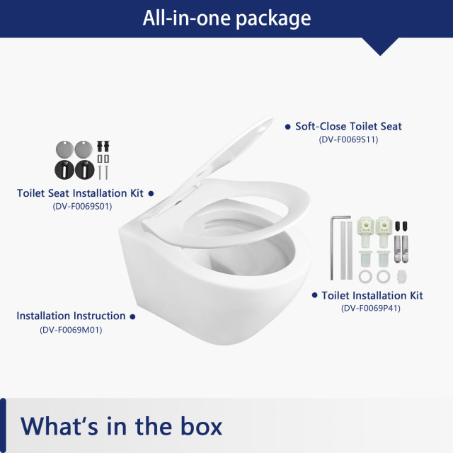In-Wall Toilet Combo Set, Wall Hung Toilet Wall Hung Tank and Carrier ...