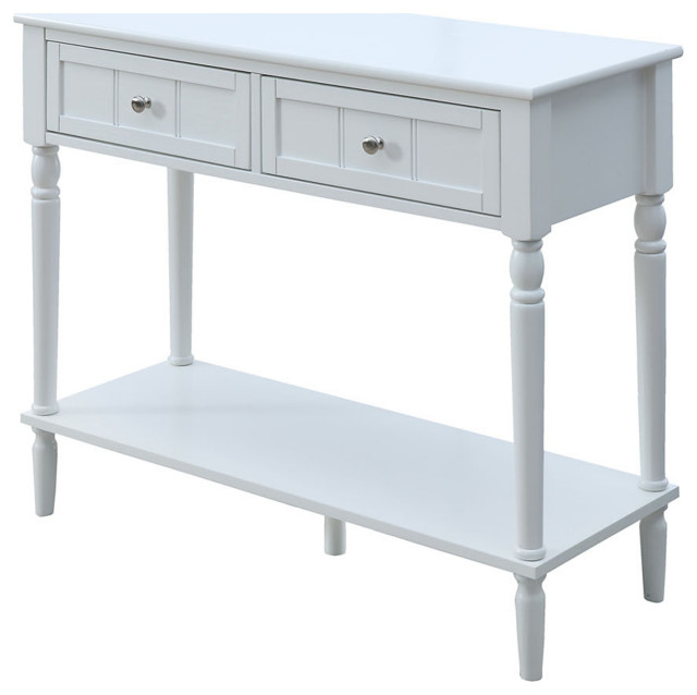 French Country 2 Drawer Hall Table With Shelf - French Country ...