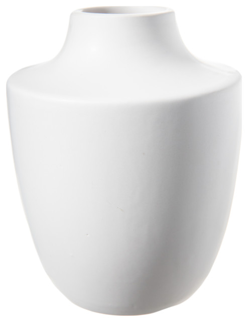 Ceramic Vase with Tapered Bottom Design Gloss White Finish ...