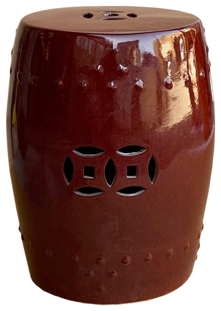 Oriental Double Coin Pattern Oxblood Red Porcelain Round Stool Hcs7561 ...