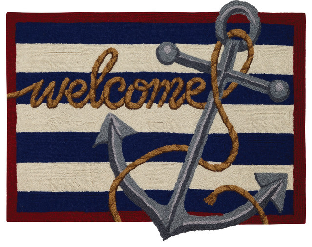 Welcome Anchor Hook Rug - Beach Style - Area Rugs - by Peking ...