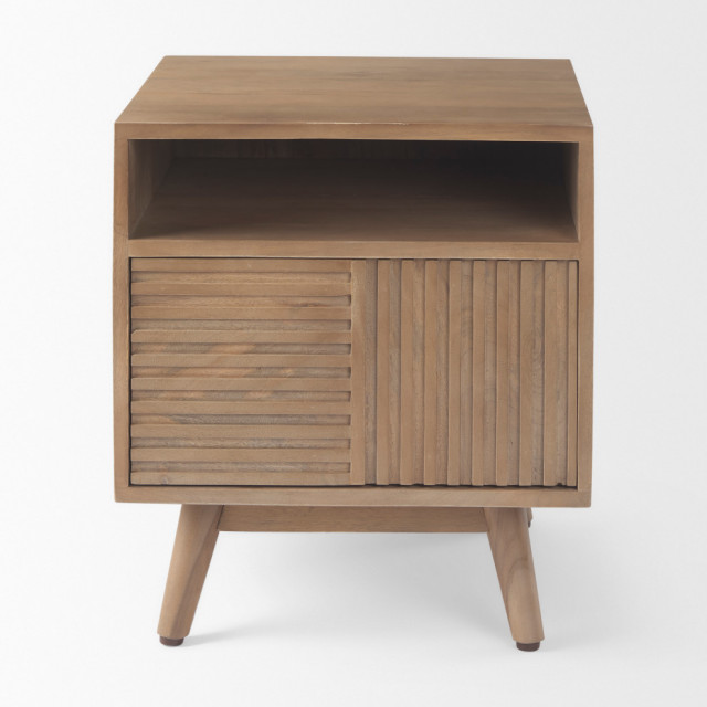 Sable Light Brown Solid Wood Side Table - Midcentury - Side Tables And ...