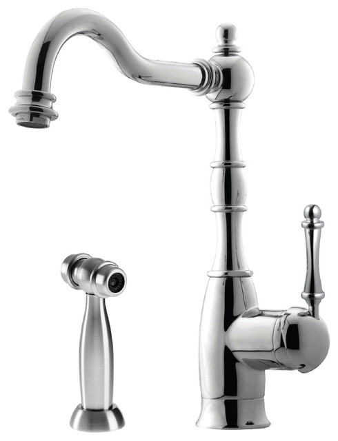 Regal Traditional Solid Brass Kitchen Faucet With Sidespray ...