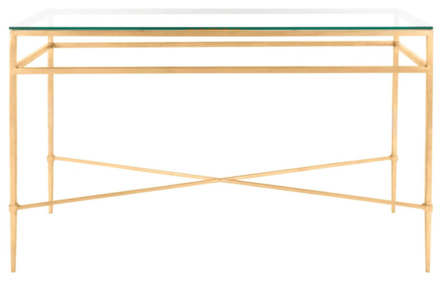 Micah Antique Gold Glass Console Table - Contemporary - Console Tables ...