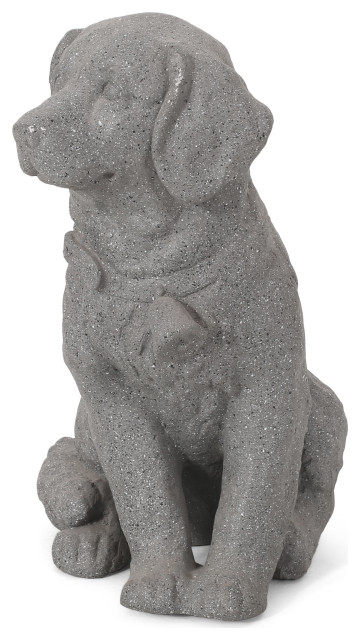 Gary Outdoor Dog Garden Statue, Stone Gray - Contemporary - Garden ...