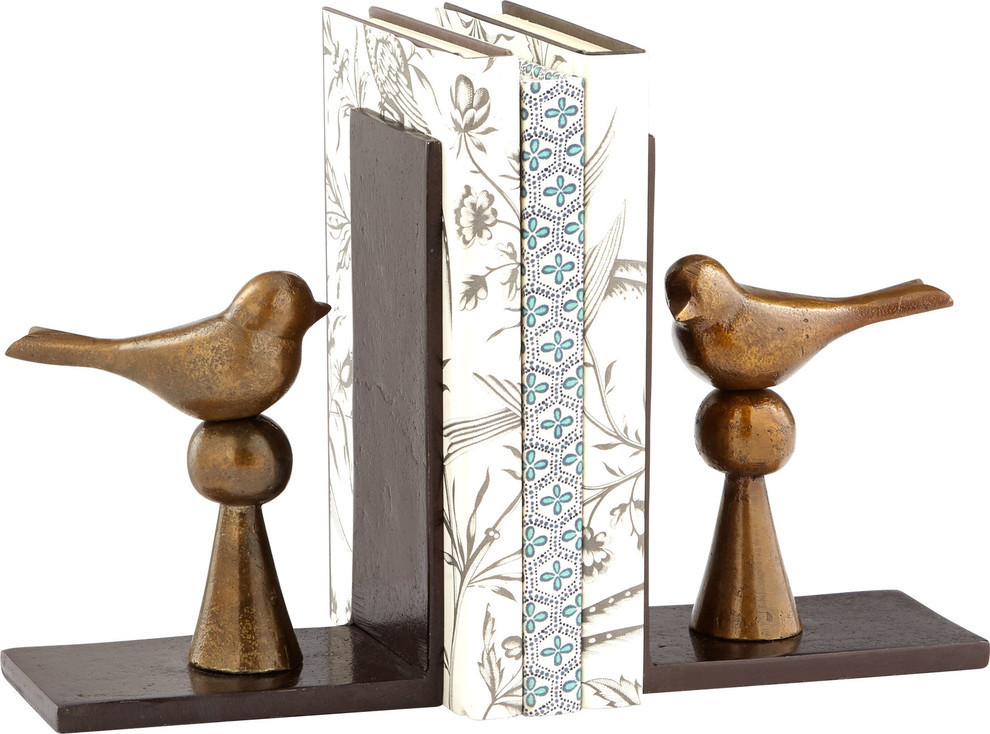 2-Piece "Birds and Books" Bookend Set - Contemporary - Books - by ...