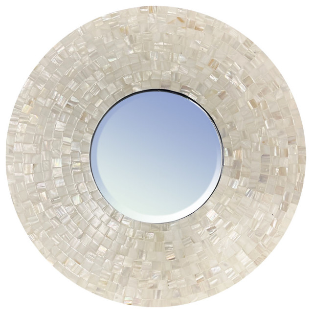 Bianca Moderno Mother of Pearl Framed Mirror - Beach Style - Wall ...