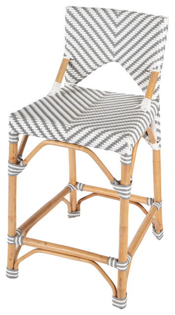Offex Transitional Rattan Counter Stool - Grey - Tropical - Bar Stools ...