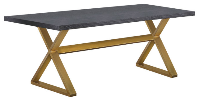 Conway 5-piece Rectangular Dining Set Dark Walnut and Aged Gold ...