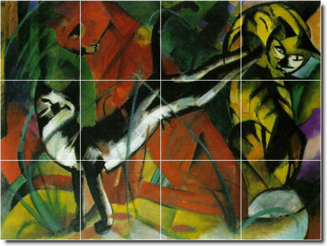 Franz Marc Animals Painting Ceramic Tile Mural #30, 48" Wide x 36" High ...