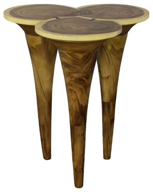 Marley Bar Table, Chamcha Wood, Natural, 36x36x42"h - Rustic - Indoor ...
