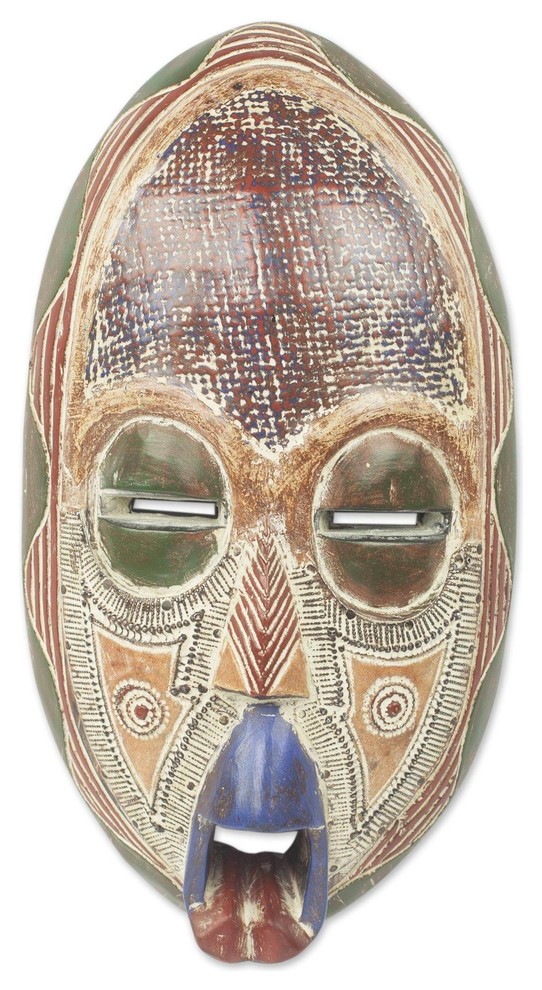 Novica Ghost Mask African Wood Mask - Tropical - Wall Sculptures - by ...