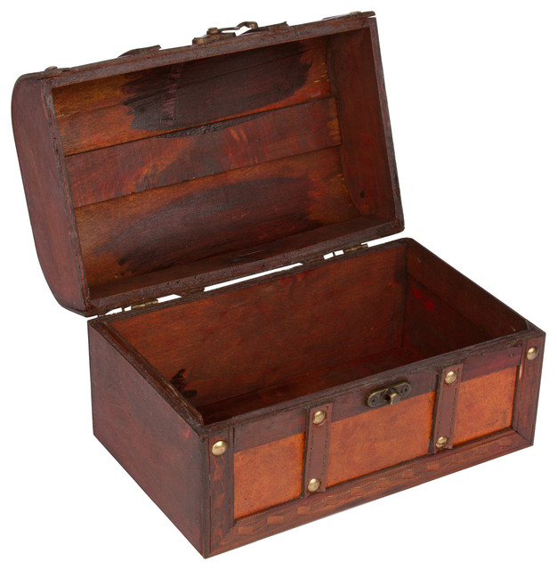 Small Wood and Leather Decorative Chest - Traditional - Decorative ...