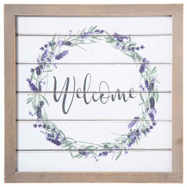 Wood Wall Art with "Welcome" Writing Design Painted White Finish ...