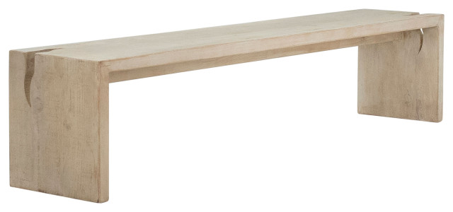 Merwin Reclaimed Pine 84" Waterfall Style Dining Table Bench - Rustic ...