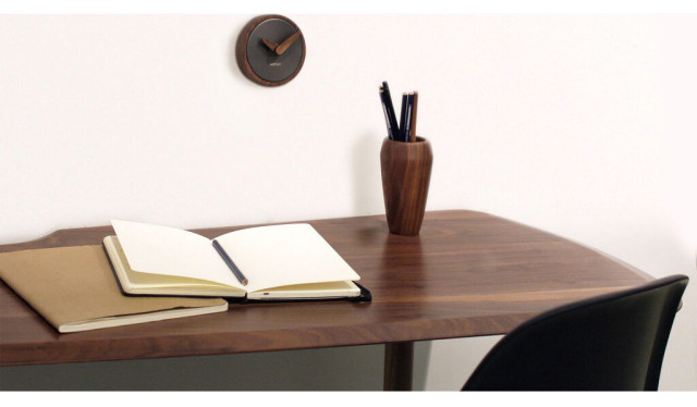 Nomon Atomo Wall G Clock | Gold Brass with Walnut Hands - Contemporary ...