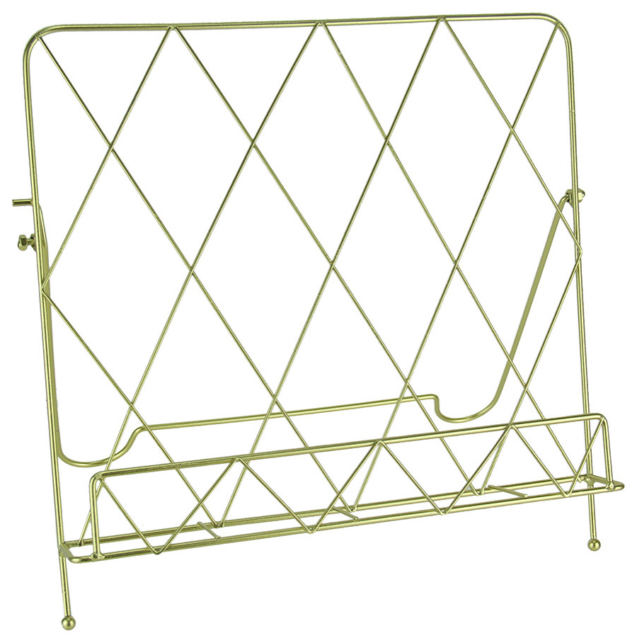 Polished Gold Finish Metal Countertop Cookbook Holder, One Size ...