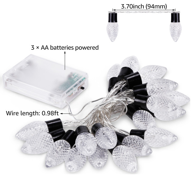 Torchstar 7' 20 LED Strawberry String Lights, Battery Powered, Multi-Color - Modern - Holiday ...