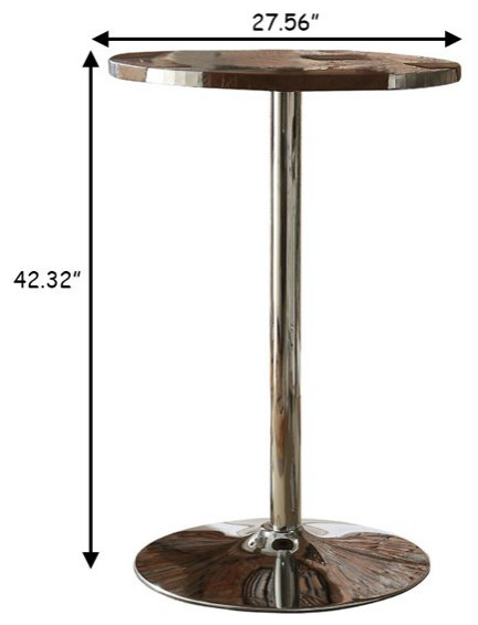 Bistro Dining Table, Chrome Pedestal Base & Round Faux Leather ...