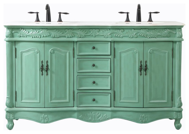 Elegant VF-1049VM 60"Double Bathroom Vanity, Vintage Mint - Eclectic ...