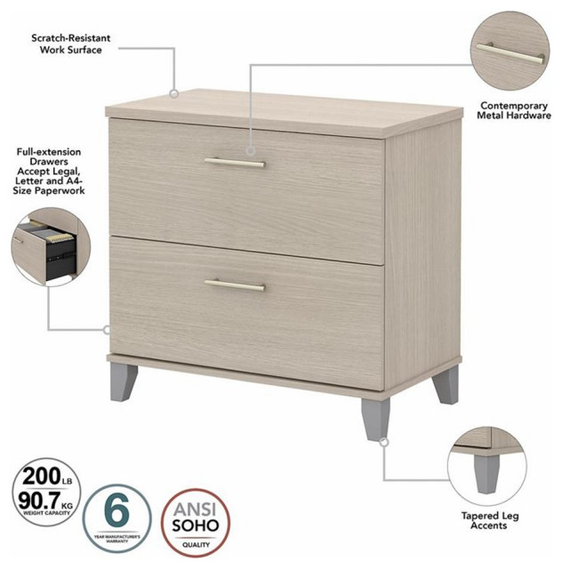 Pemberly Row 2 Drawer Lateral File Cabinet in Sand Oak - Engineered ...