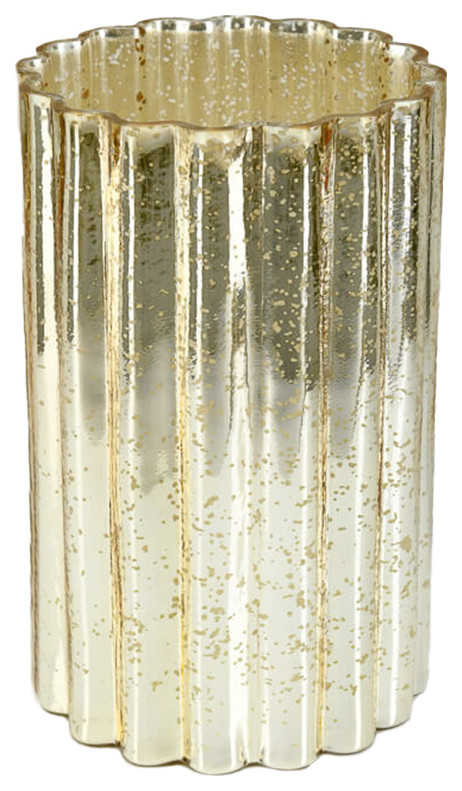 Serene Spaces Living Scalloped Gold Mercury Glass Vase, Large ...