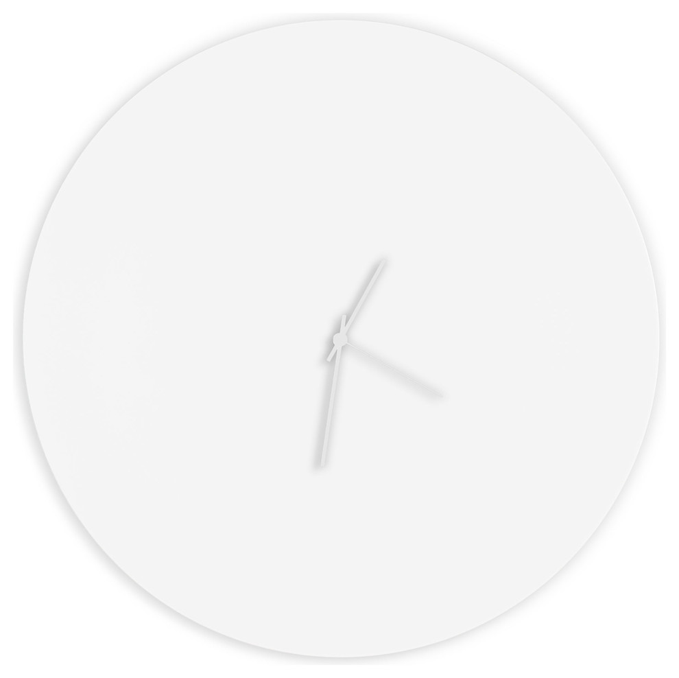 Whiteout Circle Clock Large, Minimalist Modern White Metal Clocks ...