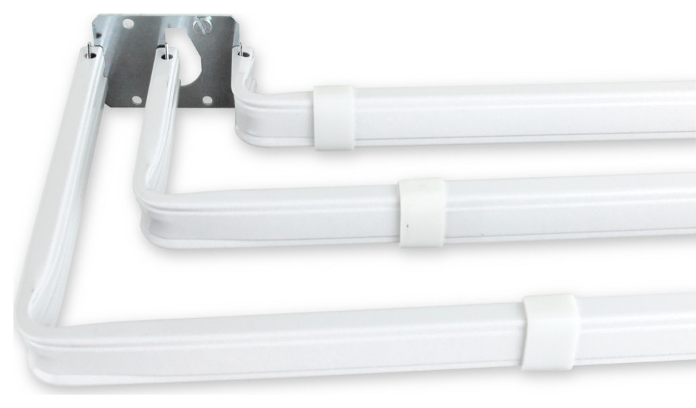 Lockseam Triple Curtain Rod 84-120", White - Transitional - Curtain ...